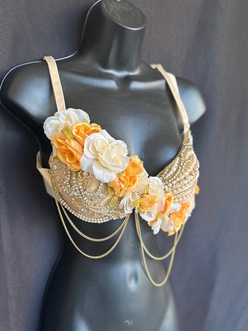 Vintage Floral Fantasy Costume Bra Rave Bra Festival Bra Theme Wear ...