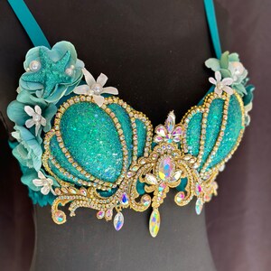 Blue Aqua Glitter Mermaid Bra - Aqua Gold With Iridescent Accents ...