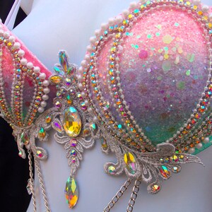 Pastel Glitter Mermaid Bra Top - Lavender, Light Pink, Mint - Sparkling ...