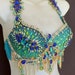 Glitter Mermaid Peacock Bra Top Aqua Blue With Gold Accents Iridescent ...