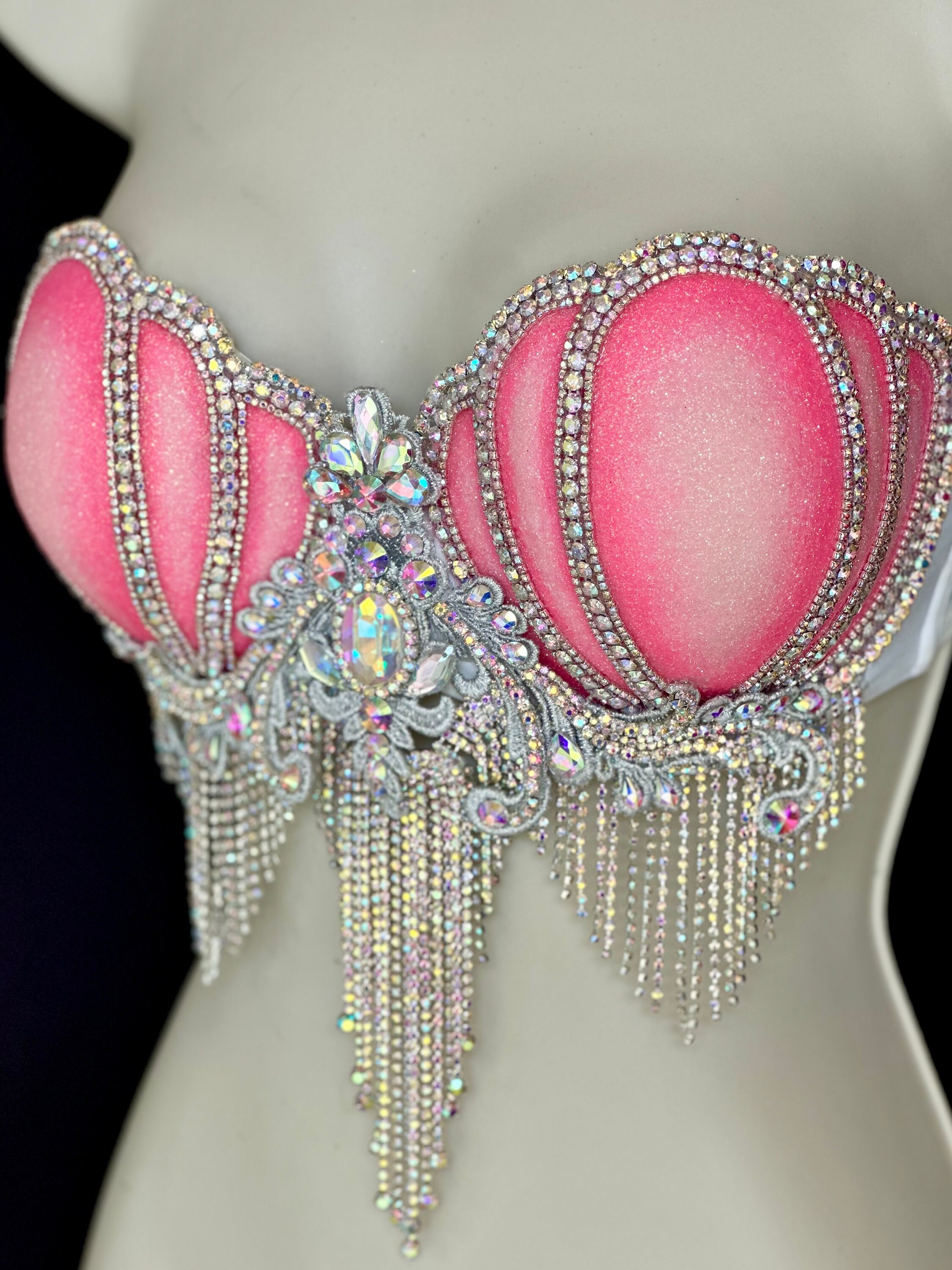 Pink Glitter Mermaid Bra Top - Pink - Sparkling Shells, Crystals, and ...