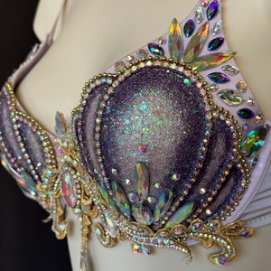 Glitter Mermaid Crystal Bra Shell Top - Purple and Lavender Glam With ...