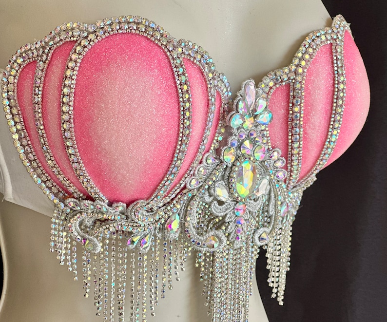 Pink Glitter Mermaid Bra Top - Pink - Sparkling Shells, Crystals, and ...