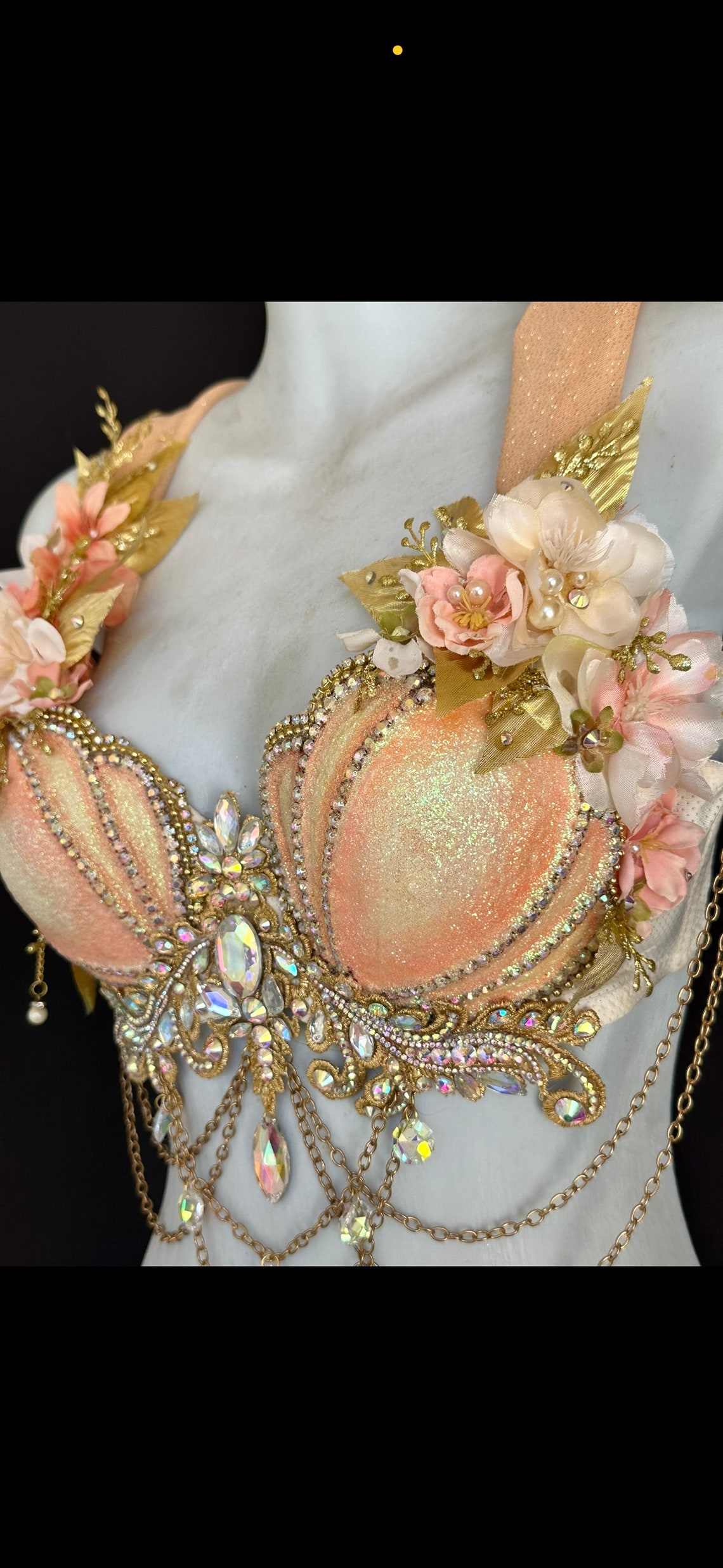 Sparkling Peach Mermaid Goddess Bra Top Handcrafted Peach - Etsy