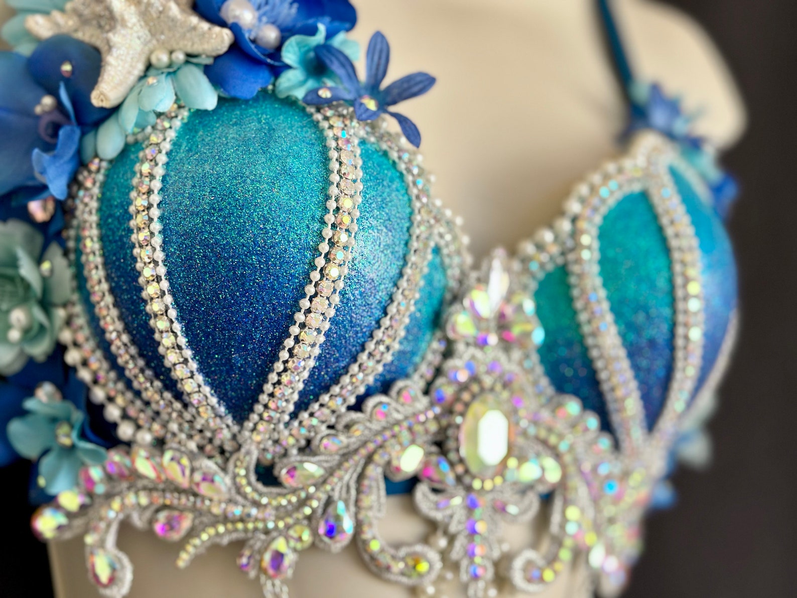 Blue Aqua Glitter Mermaid Bra Blue Aqua With Iridescent Accents Glitter ...