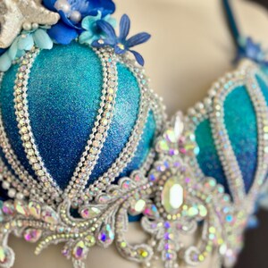 Blue Aqua Glitter Mermaid Bra - Blue Aqua With Iridescent Accents ...