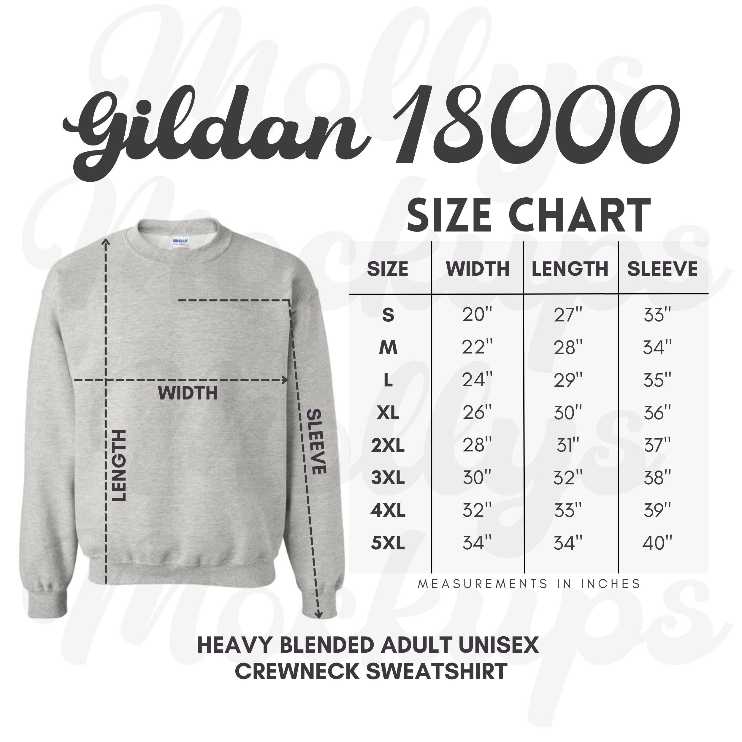 18000 SIZE CHART, Gildan 18000 Size Chart, Gildan Crewneck Size Chart ...