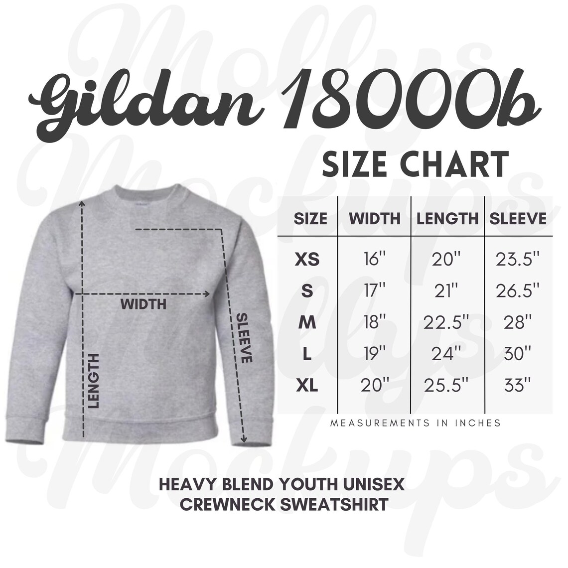 18000B Youth SIZE CHART, Gildan 18000B Size Chart, Gildan Youth ...