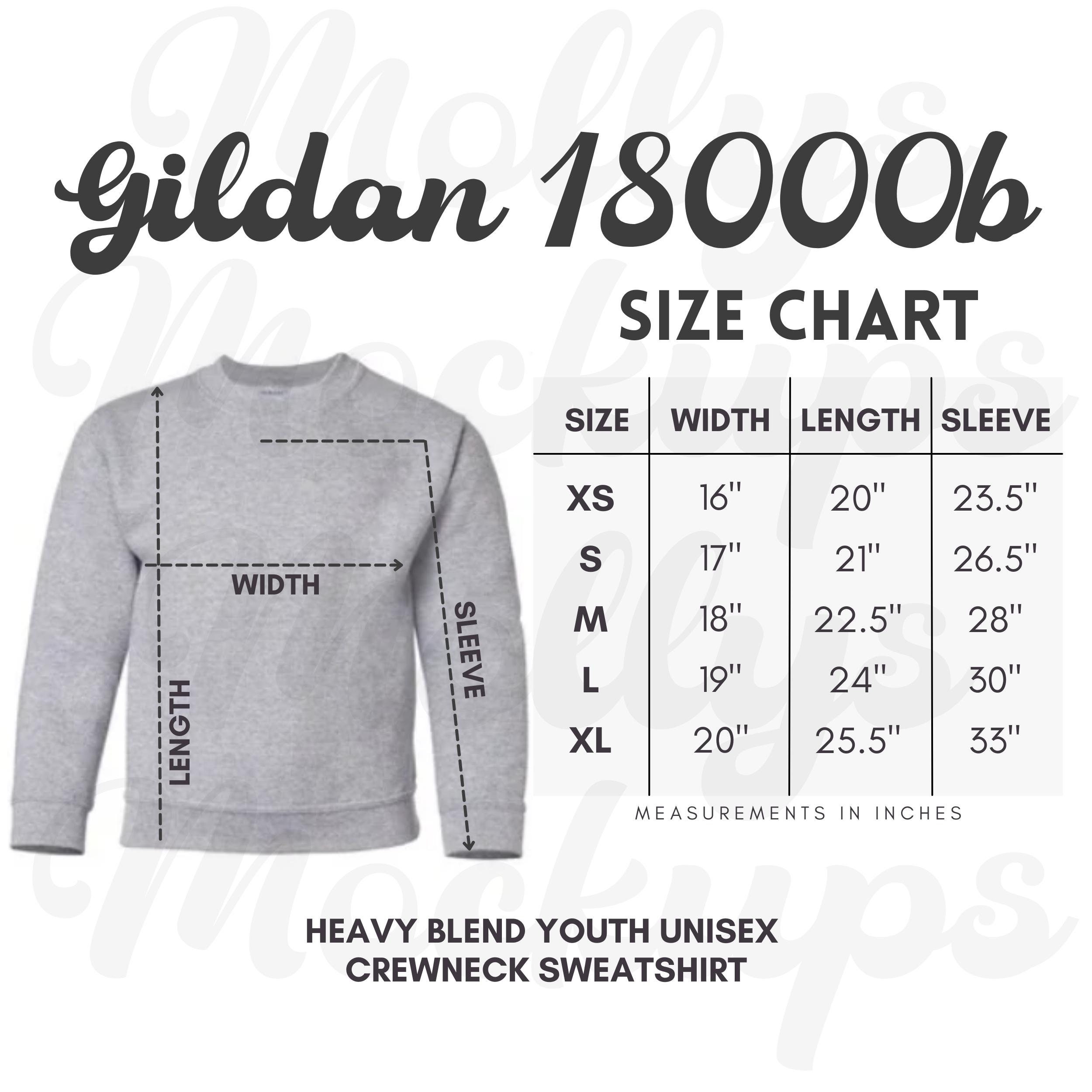 18000B Youth SIZE CHART, Gildan 18000B Size Chart, Gildan Youth ...