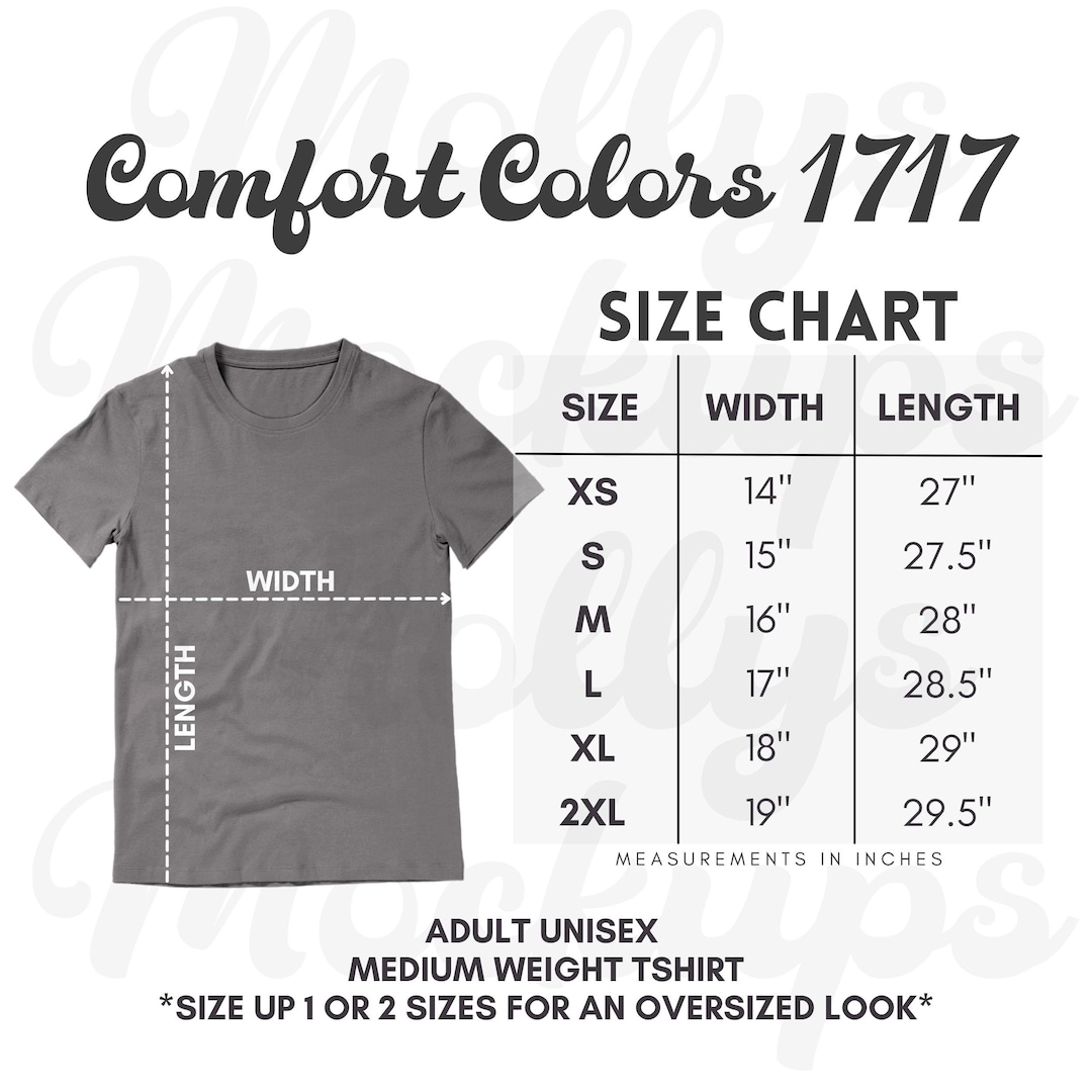 1717 SIZE CHART, Comfort Colors 1717 Size Chart,comfort Colors Size ...