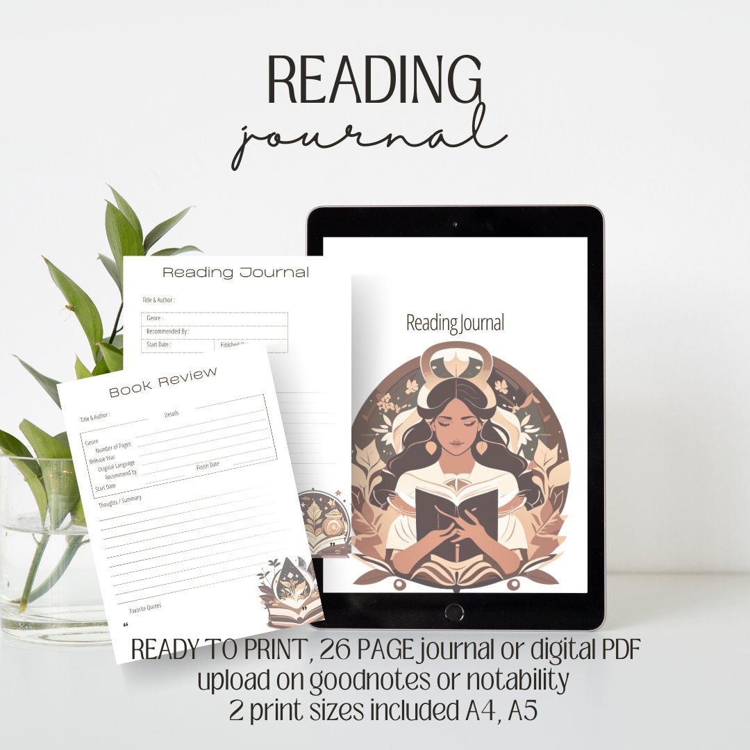Printable Reading Journal, Digital Reading Journal, Printable Reading ...