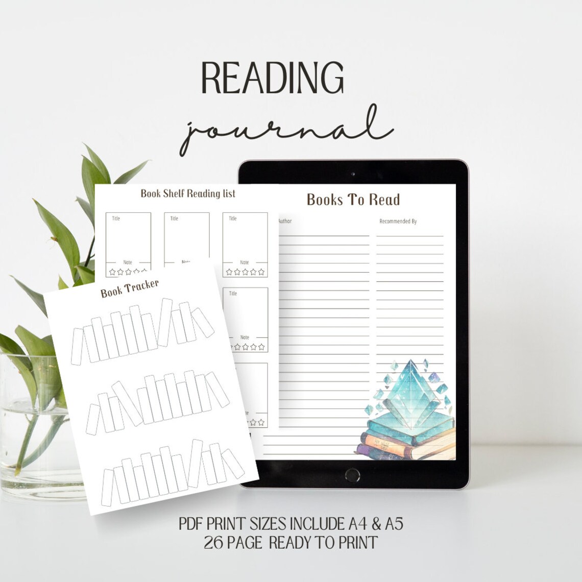 Reading Journal Printable, Digital Reading Journal, Printable Reading ...