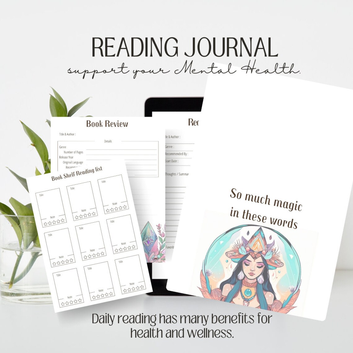 Reading Journal Printable, Digital Reading Journal, Printable Reading ...