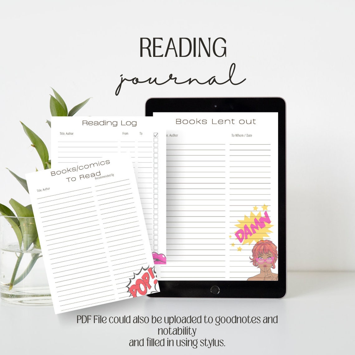 Printable Reading Journal Digital Reading Journal Printable - Etsy