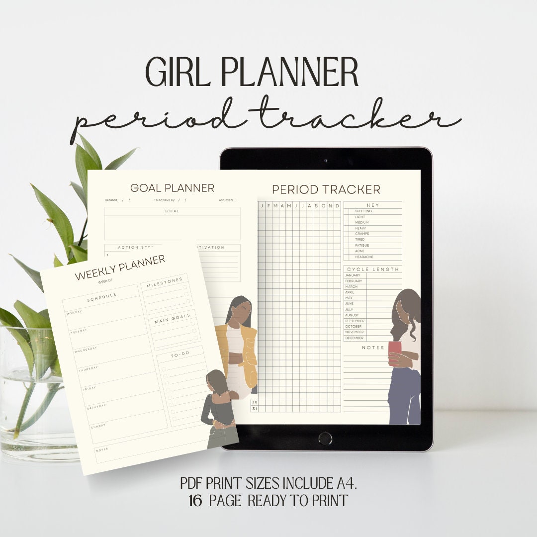 Mood Tracker Printable, Printable Period Tracker, Self-care Planner ...
