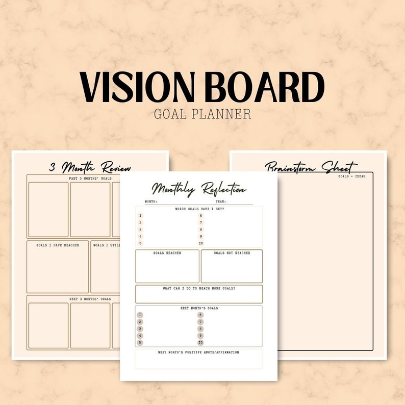 Vision Board Printable, Life Goal Planner, Girl Boss Planner, Vision ...