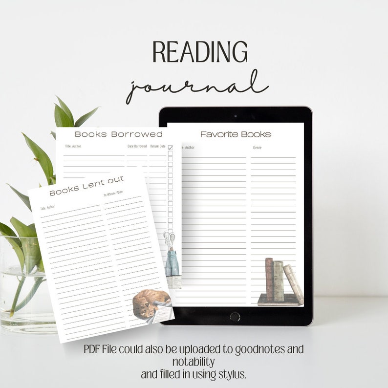 Printable Reading Journal, Digital Reading Journal, Printable Reading ...