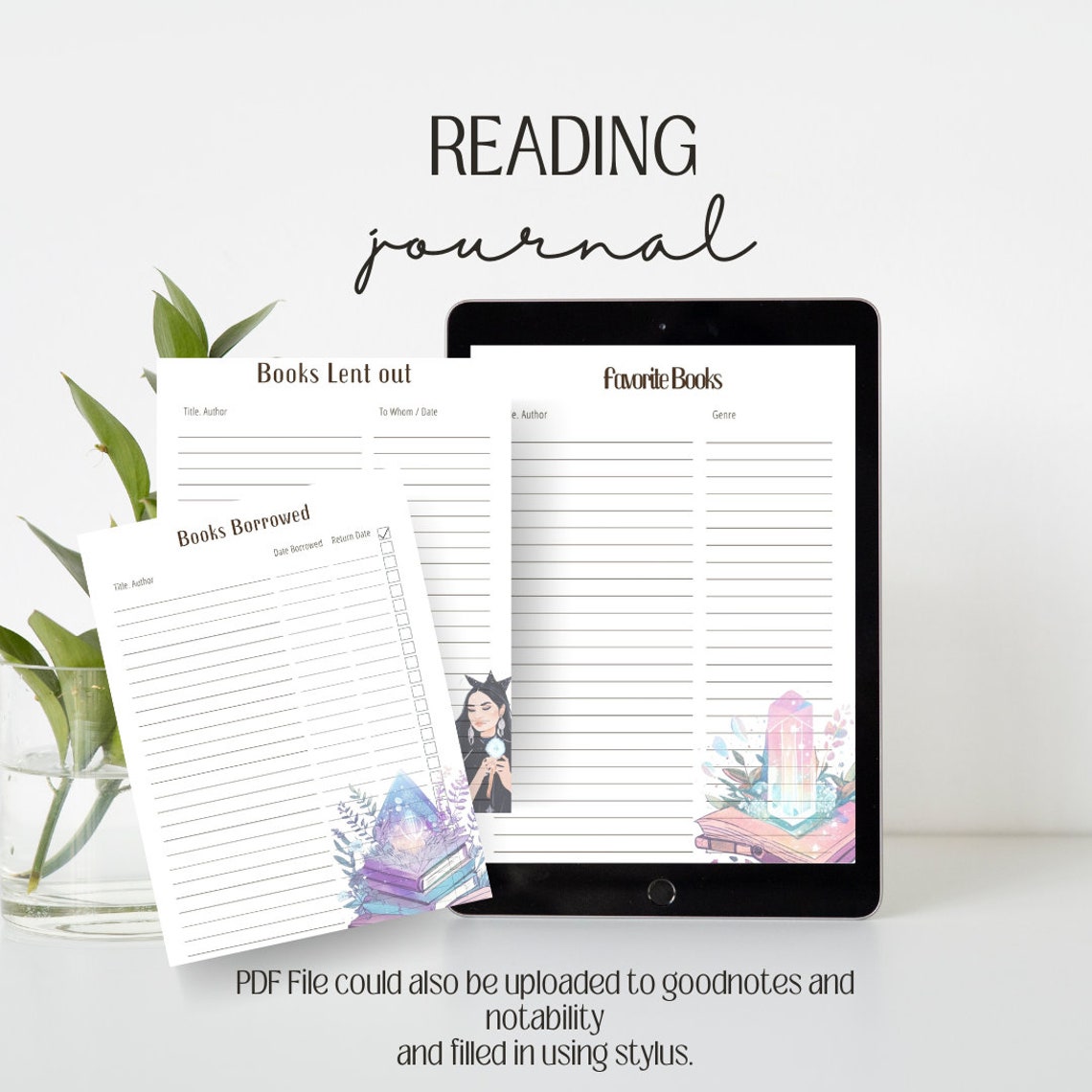 Reading Journal Printable, Digital Reading Journal, Printable Reading ...