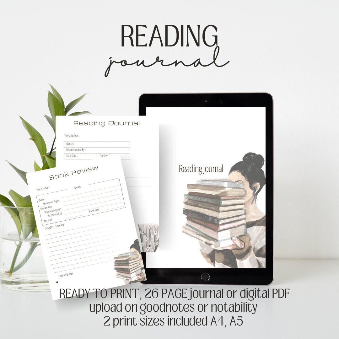 Printable Reading Journal, Digital Reading Journal, Printable Reading ...
