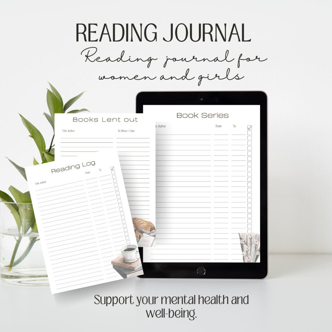 Printable Reading Journal, Digital Reading Journal, Printable Reading ...