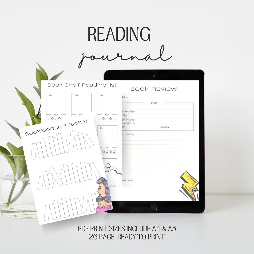Printable Reading Journal, Digital Reading Journal, Printable Reading ...