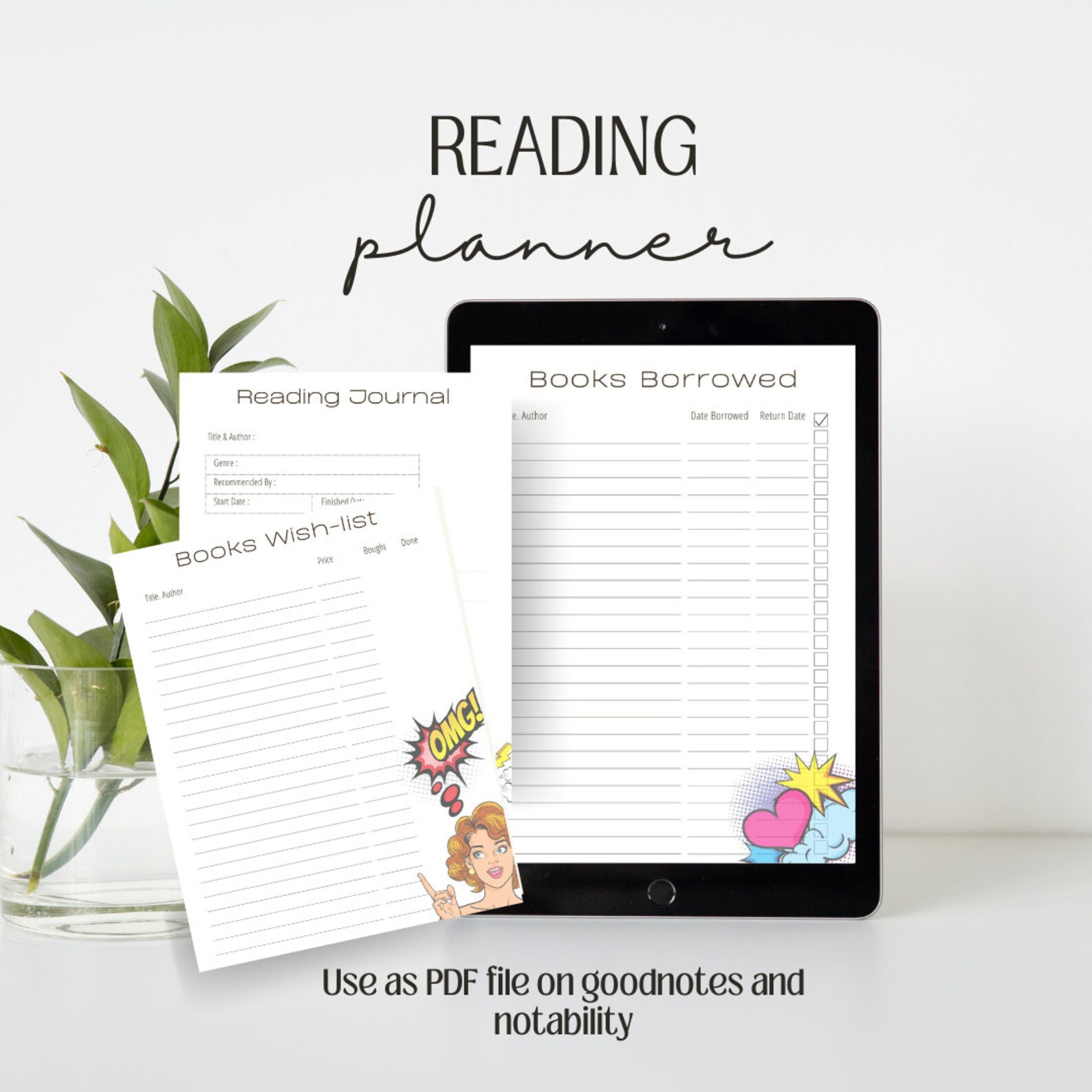Printable Reading Journal, Digital Reading Journal, Printable Reading ...