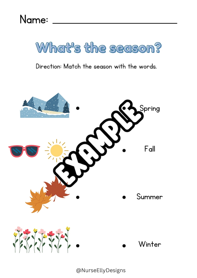 What's the Season? - Matching Worksheet - Etsy