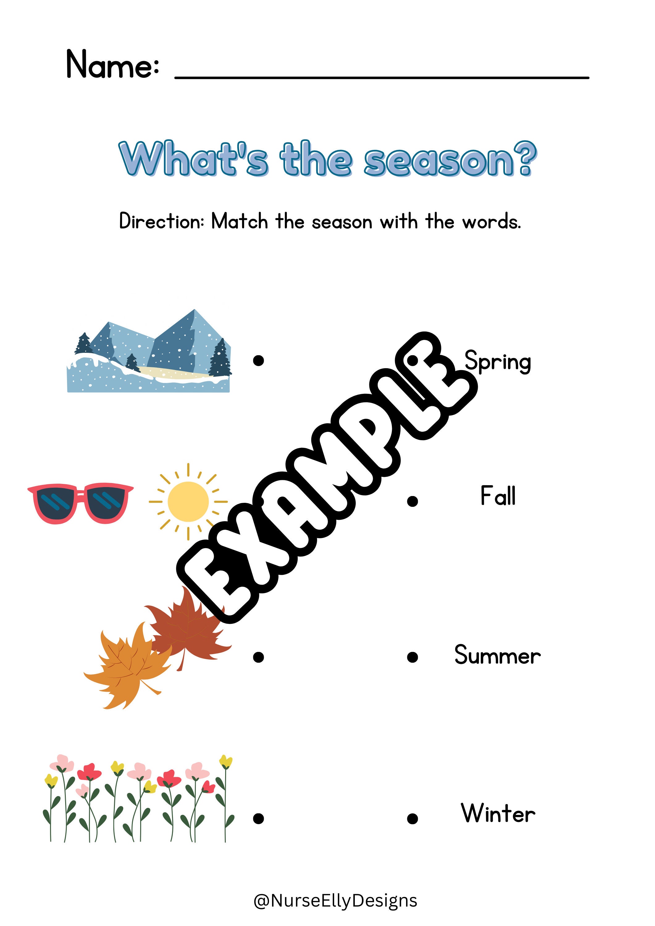 What's the Season? - Matching Worksheet - Etsy