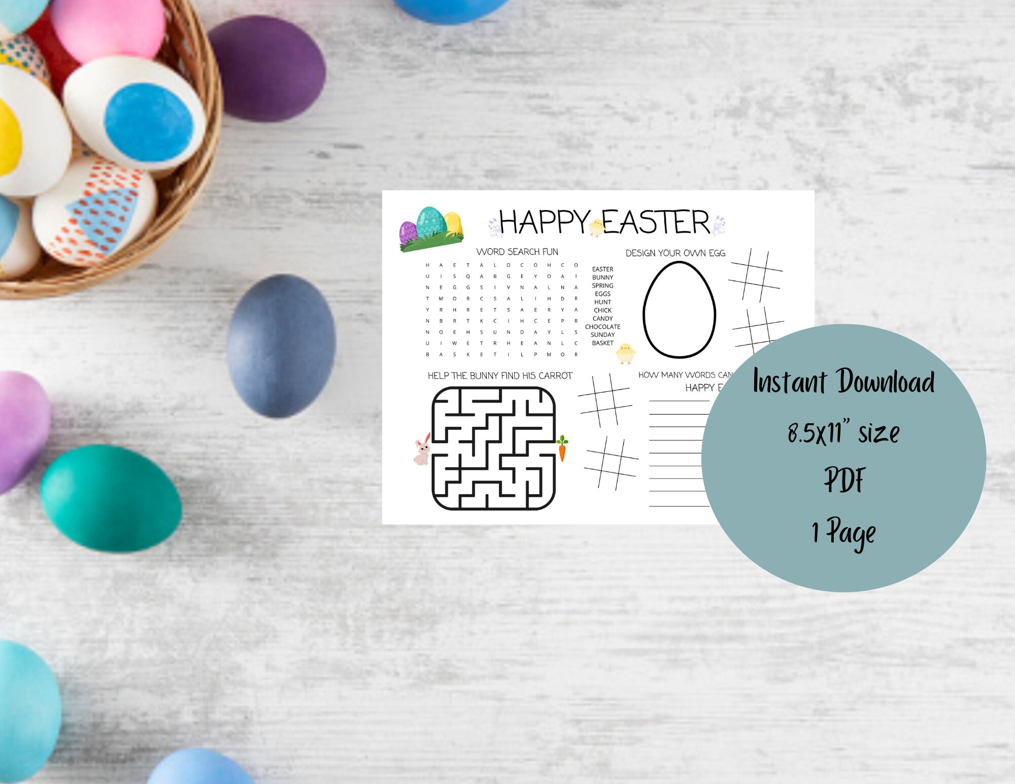 Easter Activity Placemat, Kids Activity Placemat, Classroom Activity ...