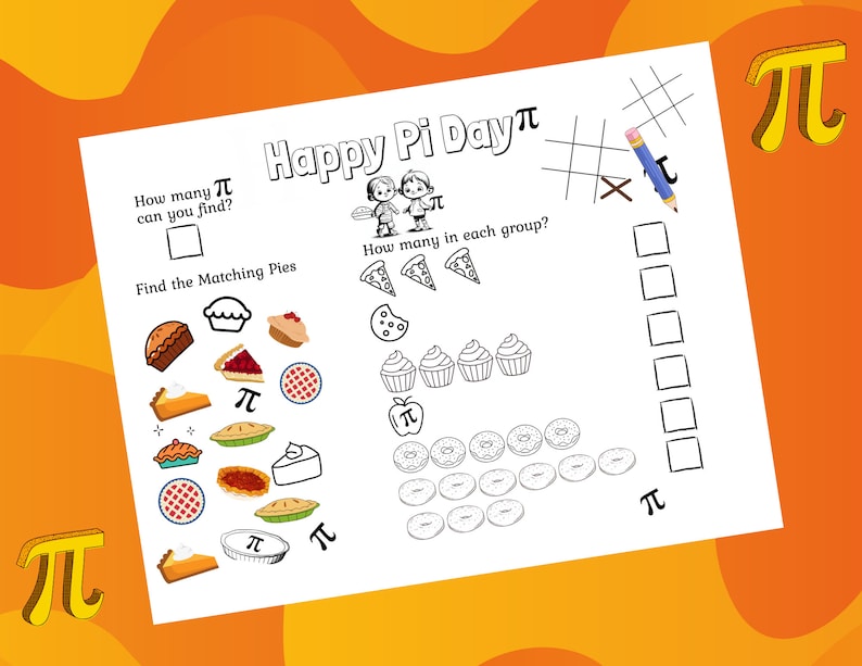 Printable Kids Pi Day Activity Mat, Kids Pi Day Worksheet, Pi Day ...