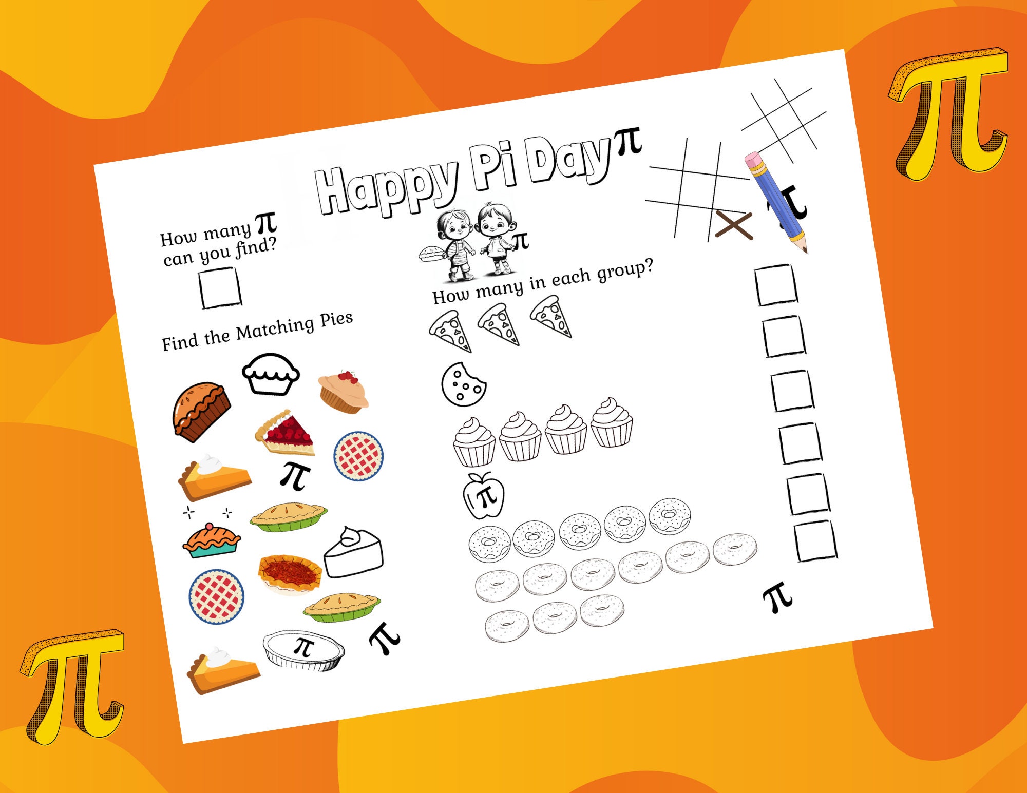 Printable Kids Pi Day Activity Mat, Kids Pi Day Worksheet, Pi Day ...
