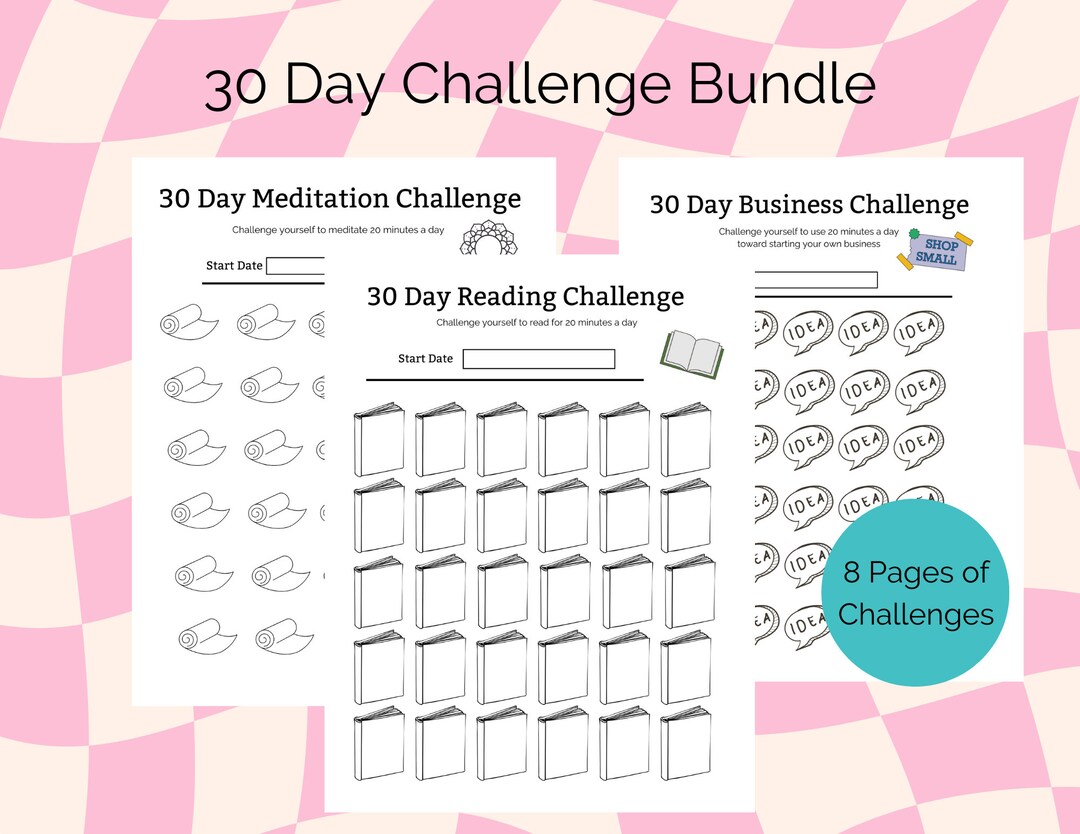30-day Editable Challenge Tracker - Stay on Track With Daily 20-minute ...