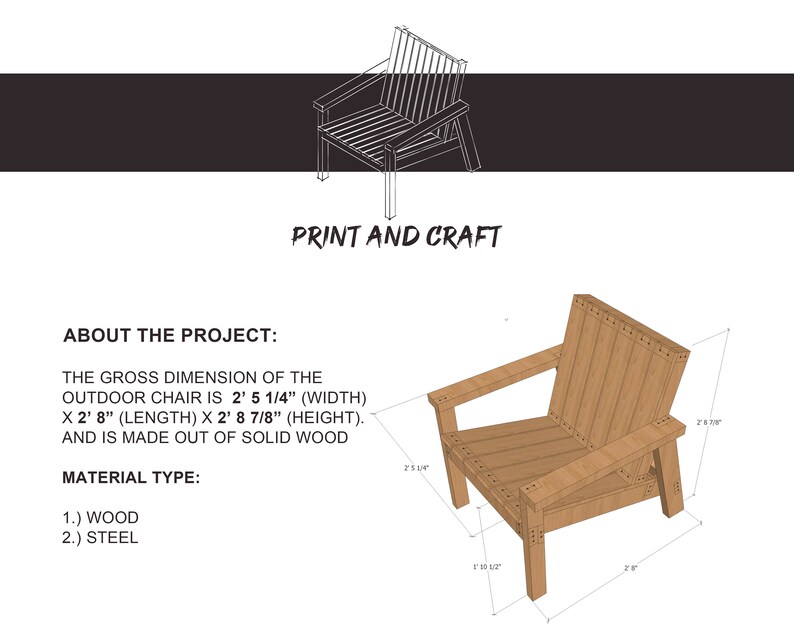 Outdoor Chair PLAN, Chair Digital Plan, DIY Chair Plan, Outdoor Lounge ...