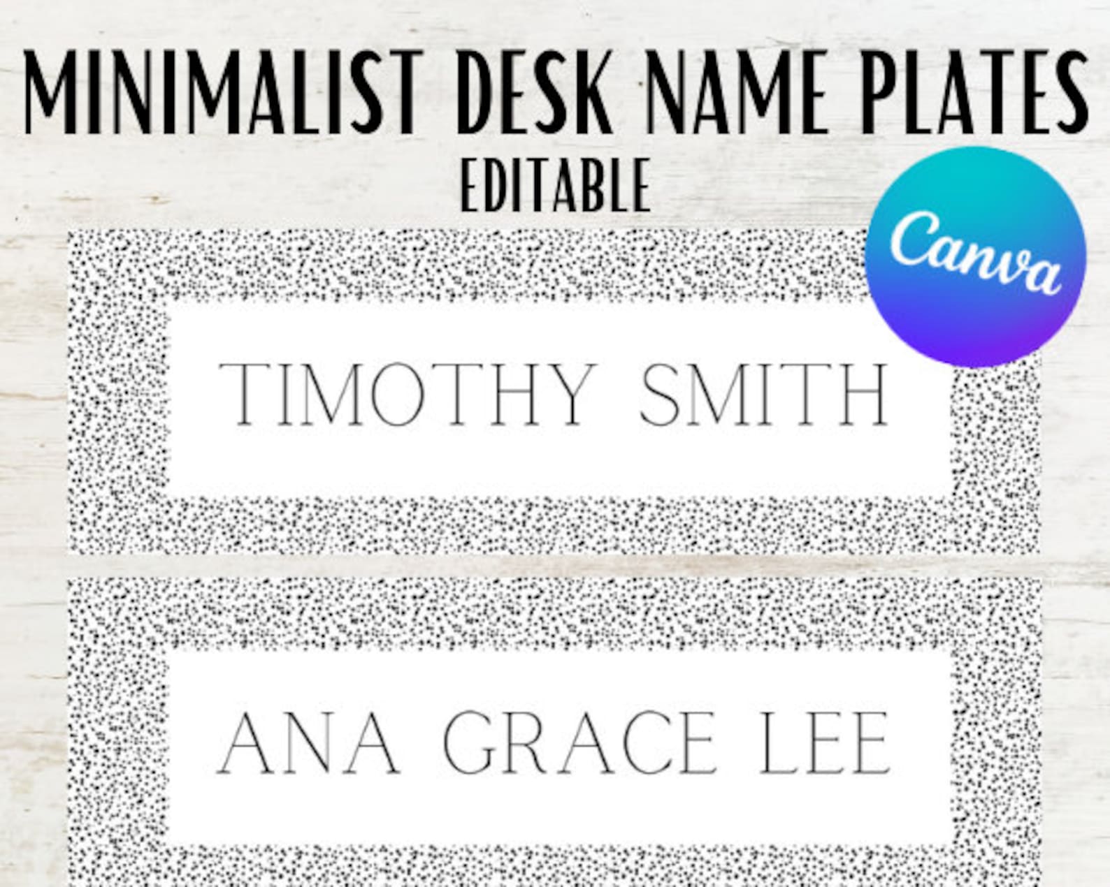 EDITABLE Minimalist Desk Name Tag | Editable Desk Name Plate ...