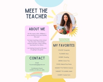 EDITABLE TEMPLATE Meet the Teacher Back to School - Etsy