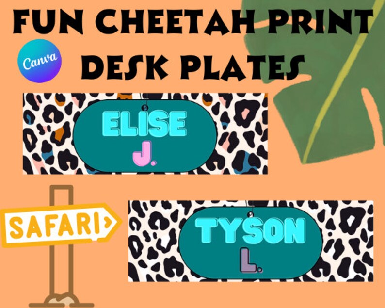 EDITABLE CHEETAH PRINT Desk Name Tag | Class Name Tags | Fun Cheetah ...