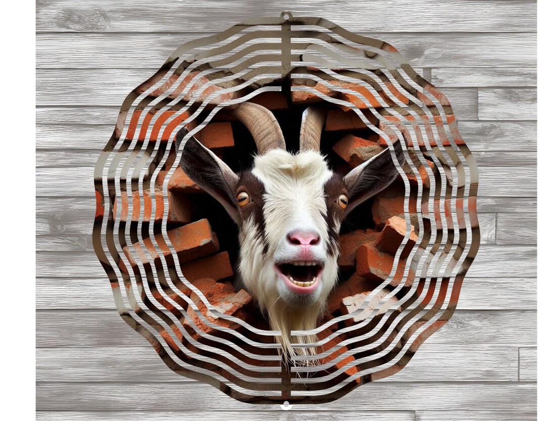 Funny Goat Breaking Through Wall 8" Wind Spinner, Windspinner, Yard Art ...