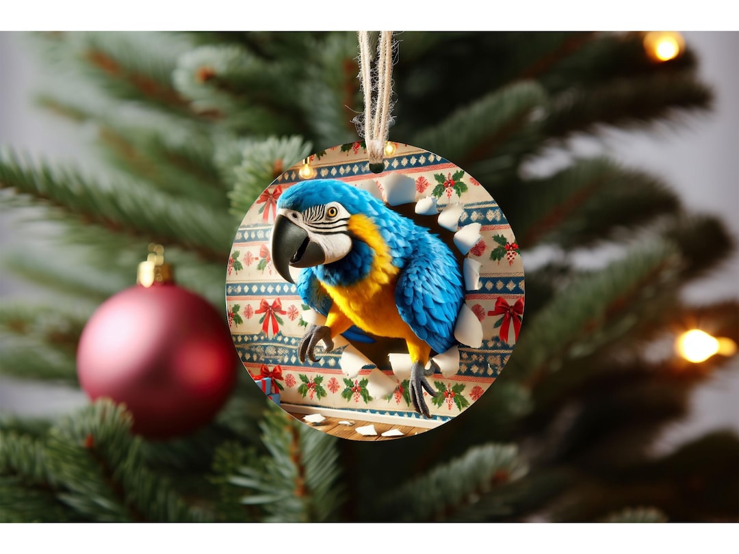 Macaw Christmas Ornament: Blue and Gold Tropical Bird - Lightweight ...