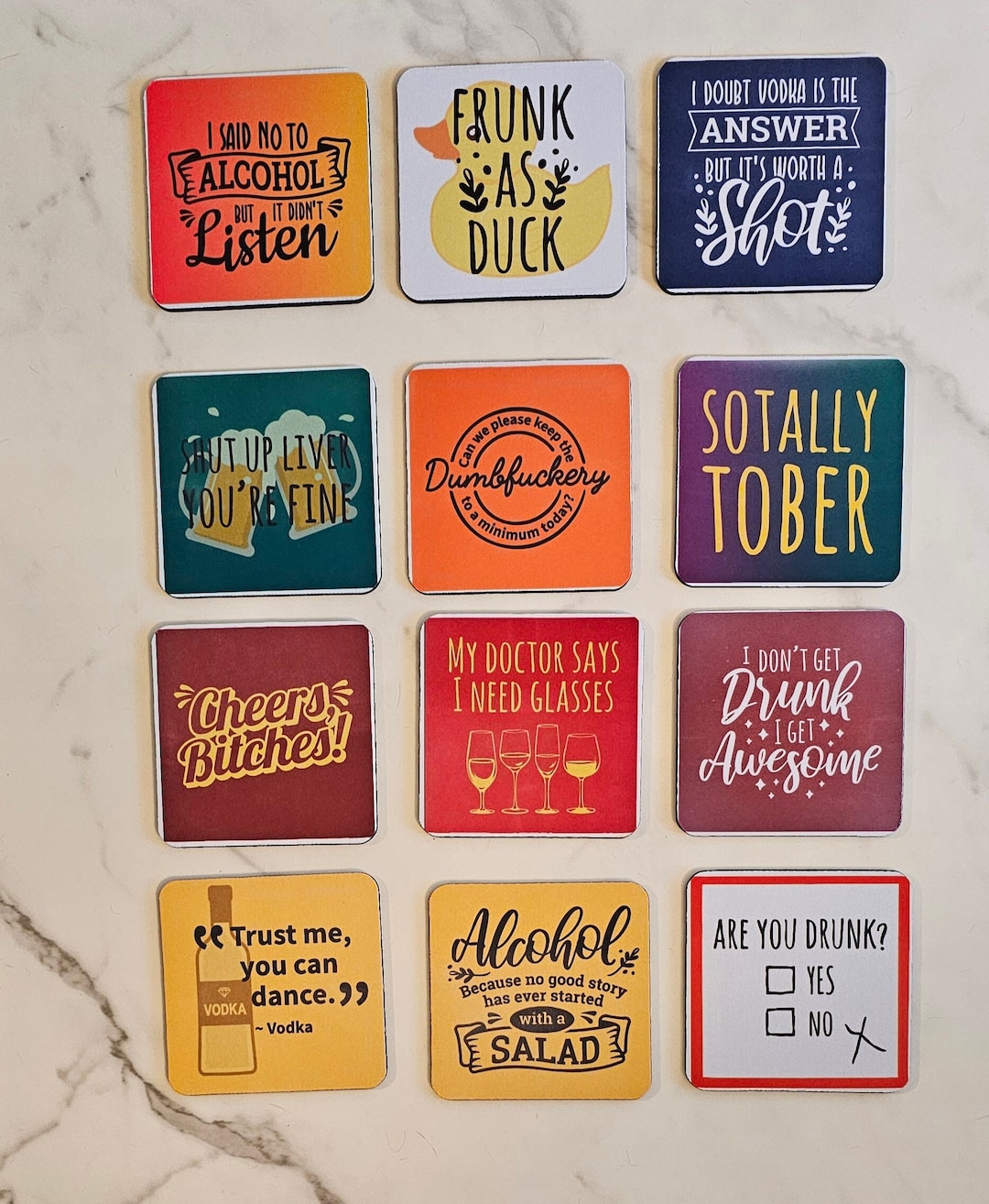 Funny Sarcastic Alcohol Themed Drink Coasters -cork Backed- Make Your ...