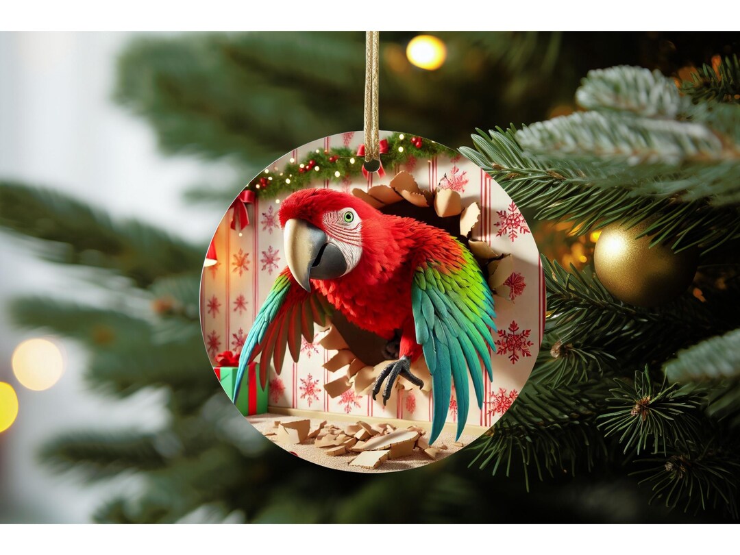 Scarlet Macaw Bird Ornament - Colorful Double-sided Holiday Decor - Etsy