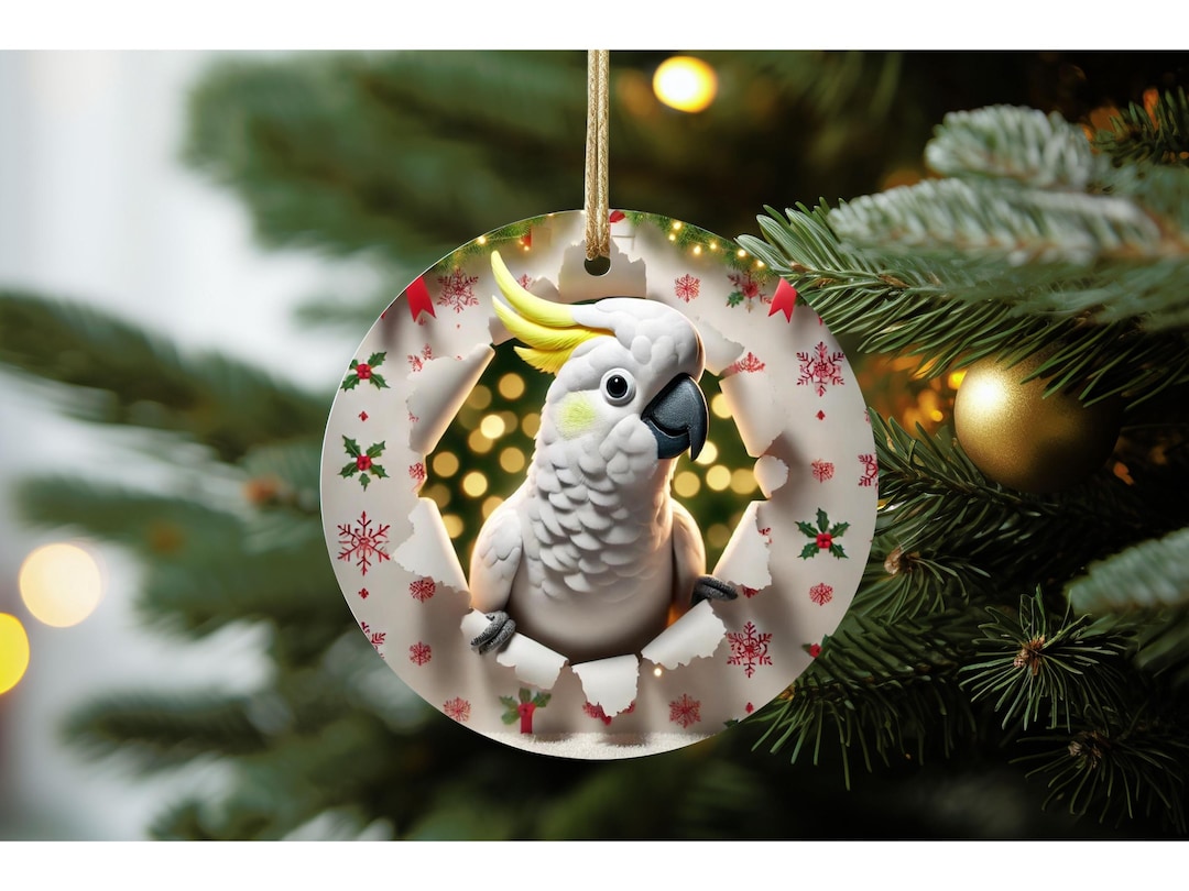 Festive Sulphur Crested Cockatoo Christmas Ornament – Perfect for Bird ...