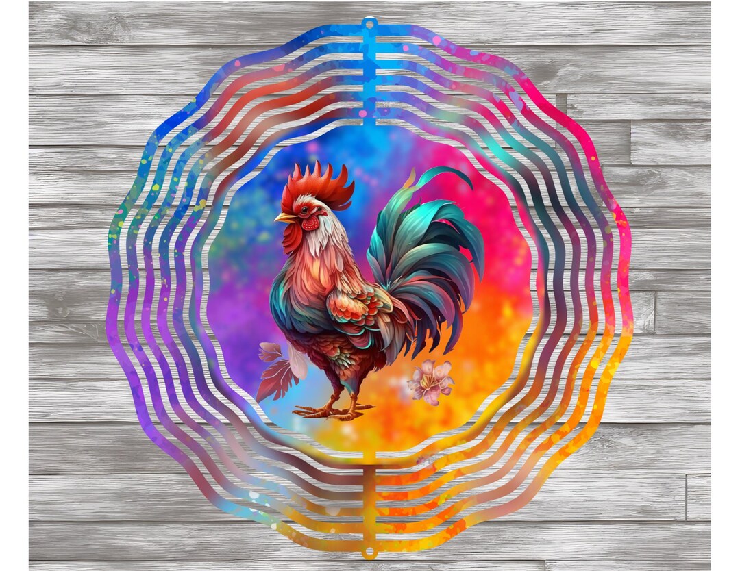 Colorful Rooster Wind Spinner: 3D Metal Farmhouse Decor - Etsy