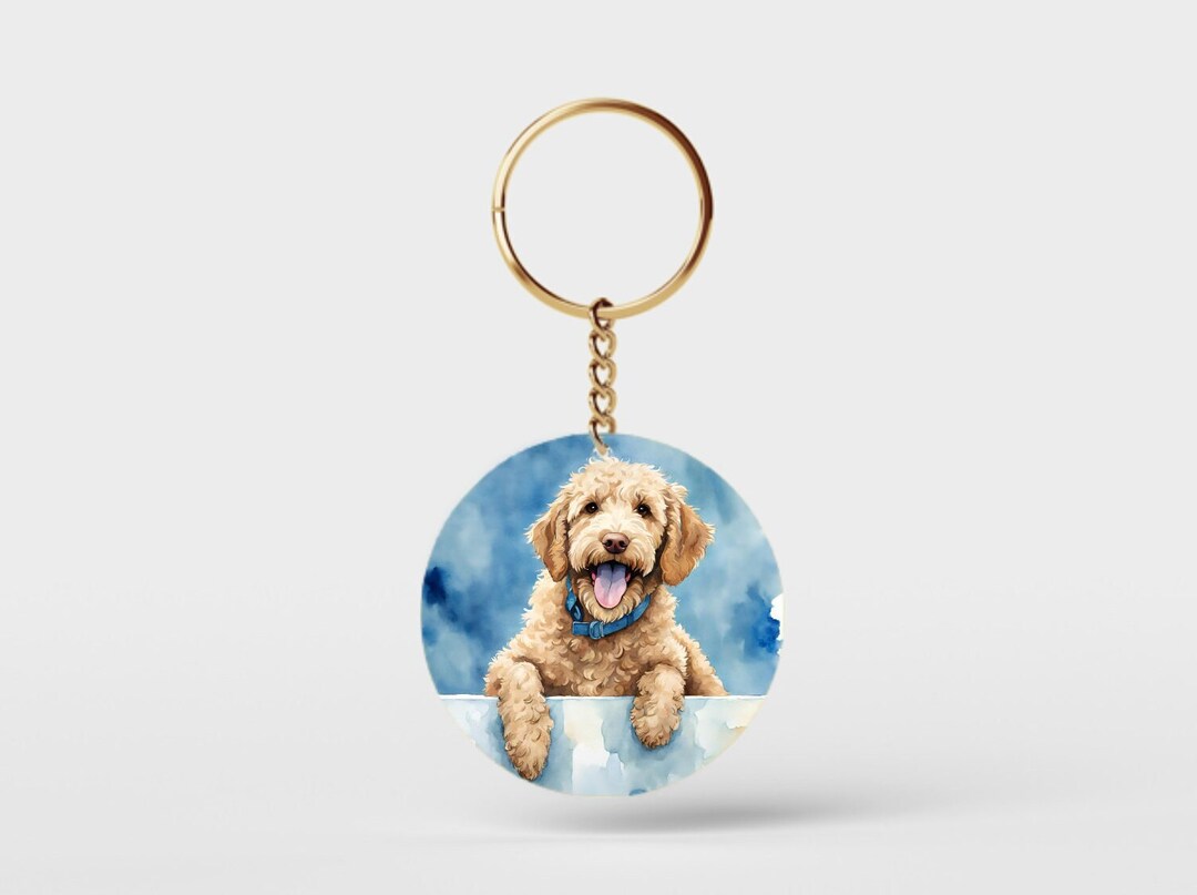 Yellow Labradoodle Golden Doodle 2" Round Double Sided Keychain - Etsy
