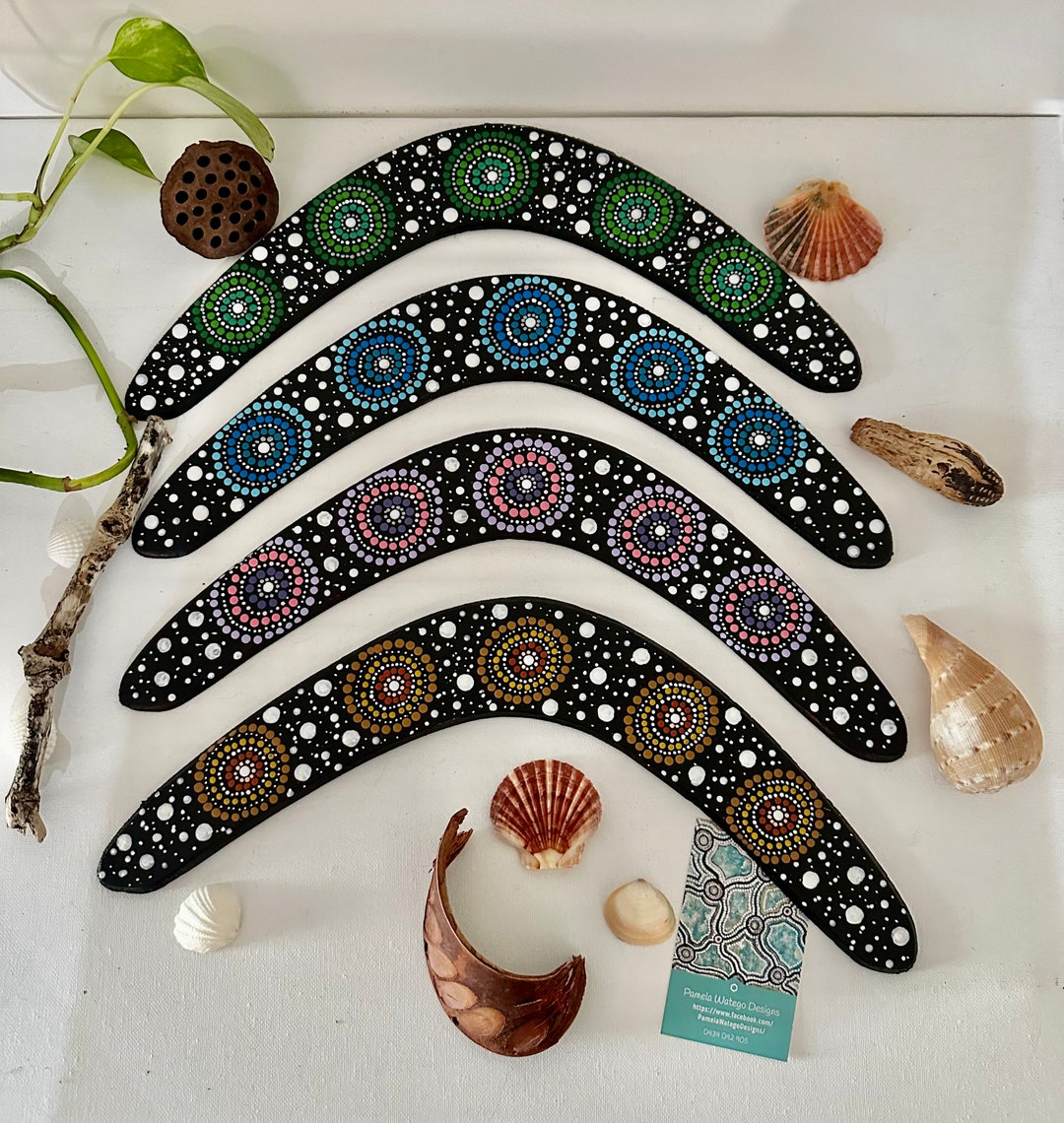Aboriginal Art Boomerangs - Etsy