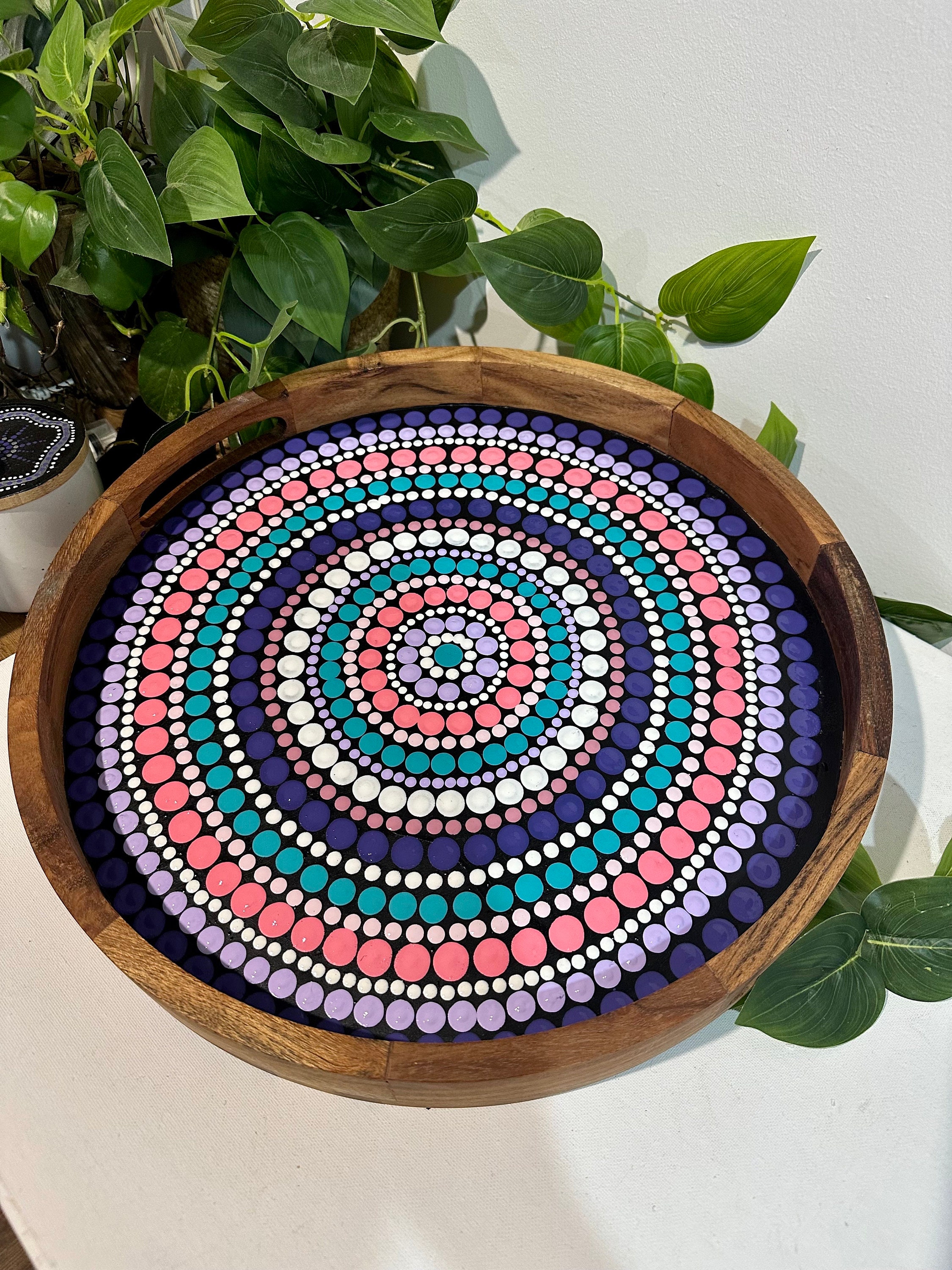Aboriginal Art Round Serving Tray, Grazing, Cheeseboard - Etsy Australia