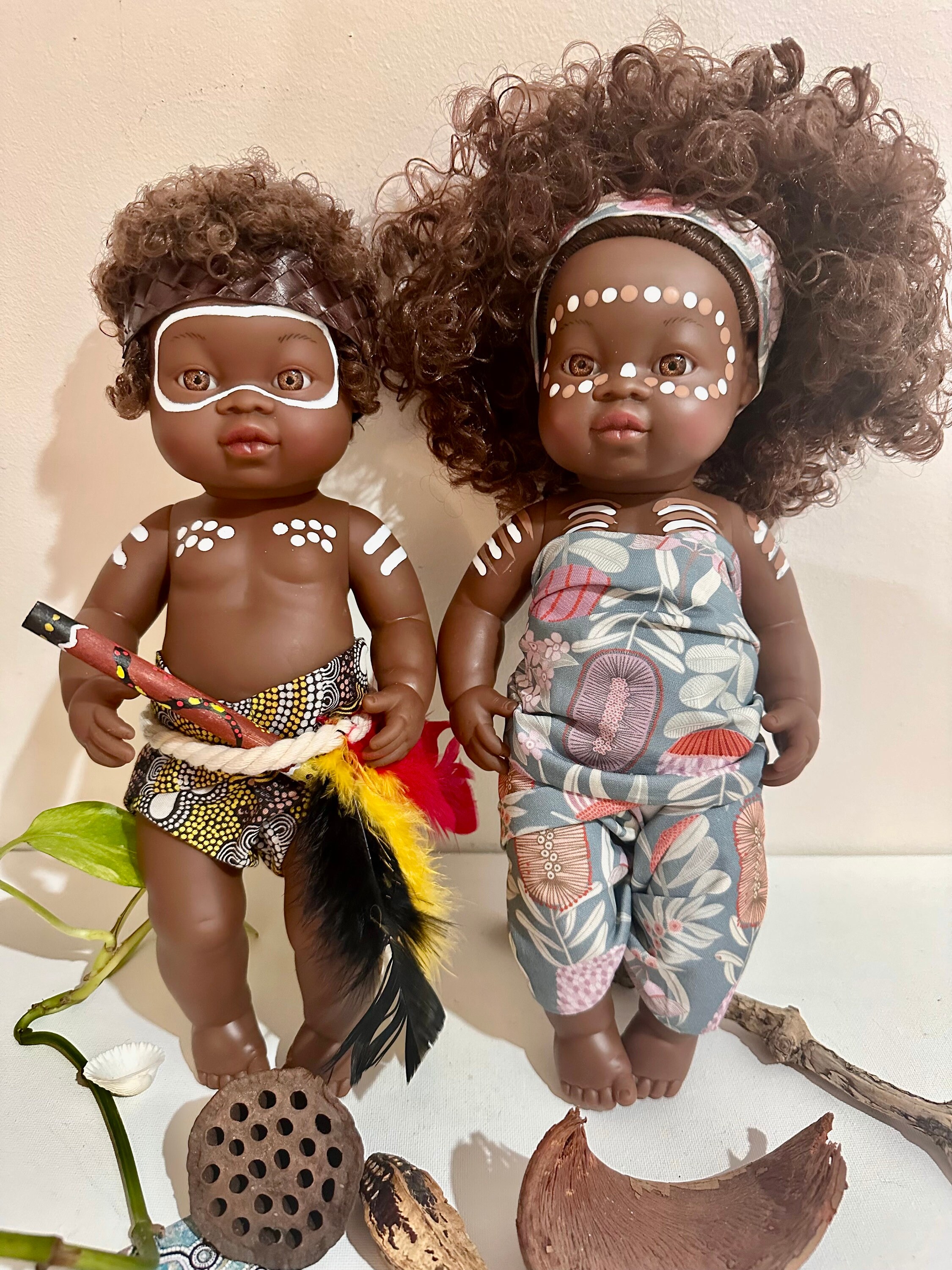 Boy and Girl Set Aboriginal and Islander Dolls, Black - Etsy Australia