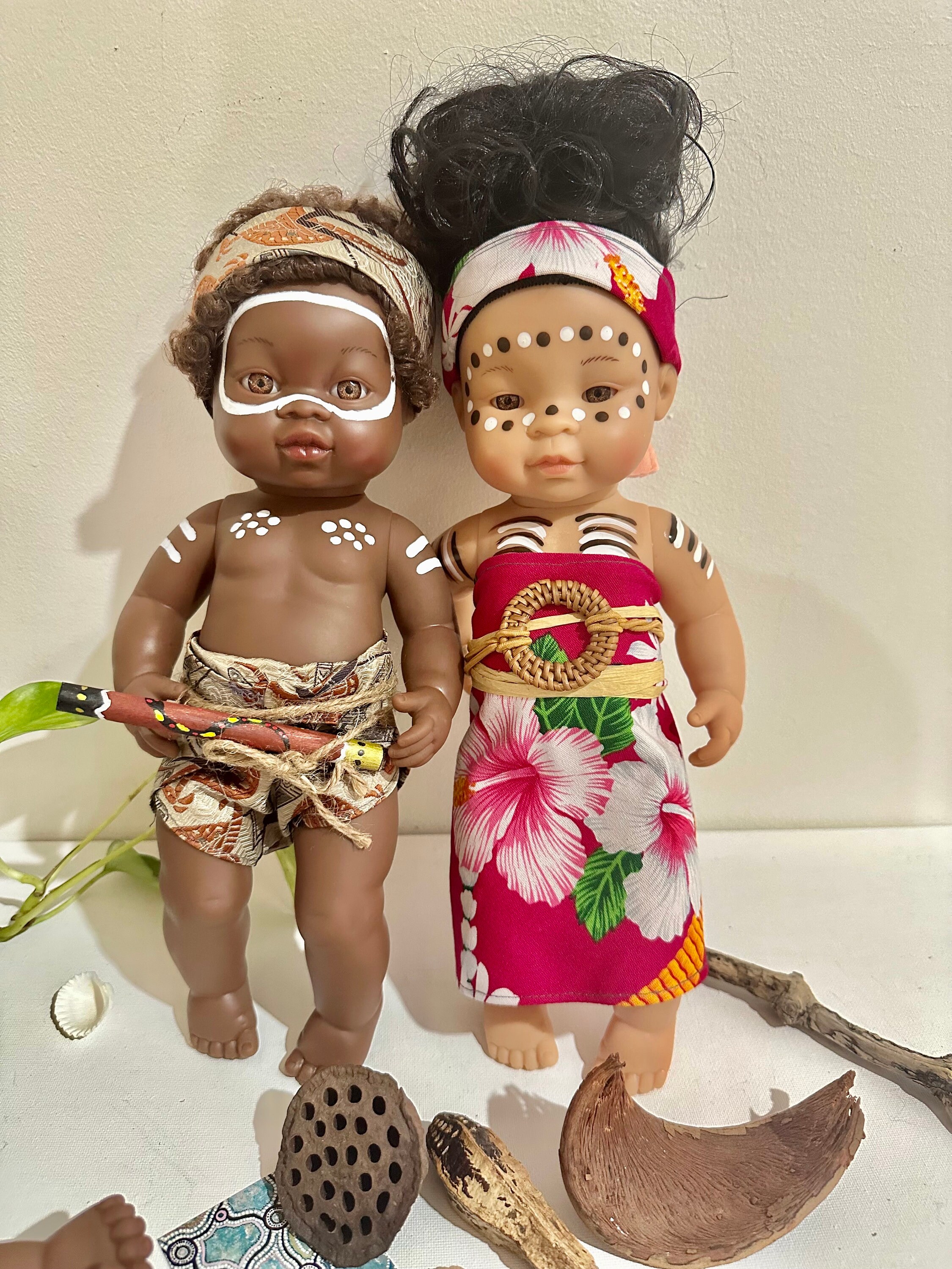 Boy and Girl Set Aboriginal and Islander Dolls, Black - Etsy Australia