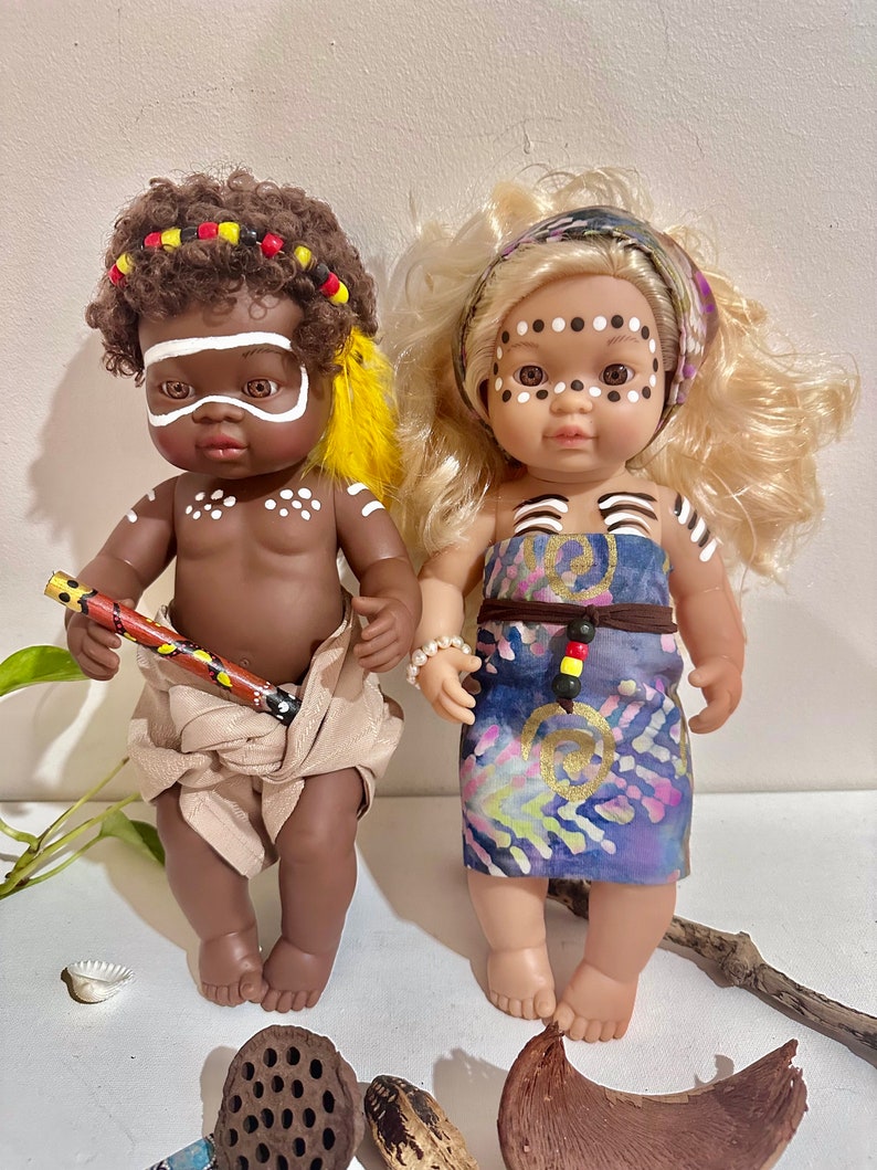 Boy and Girl Set Aboriginal and Islander Dolls, Black - Etsy Australia