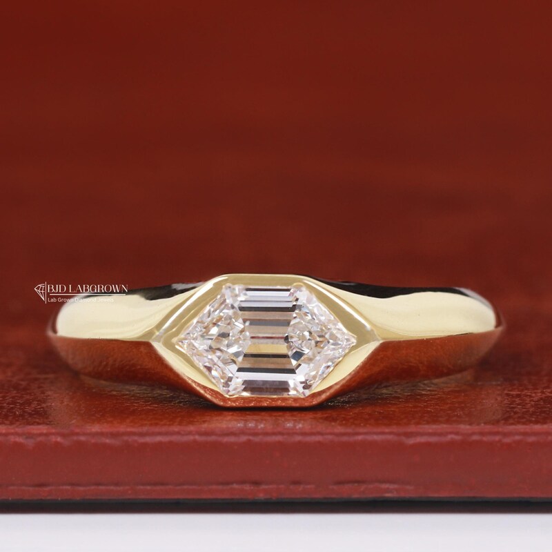 Step Cut Diamond Engagement Ring - Etsy