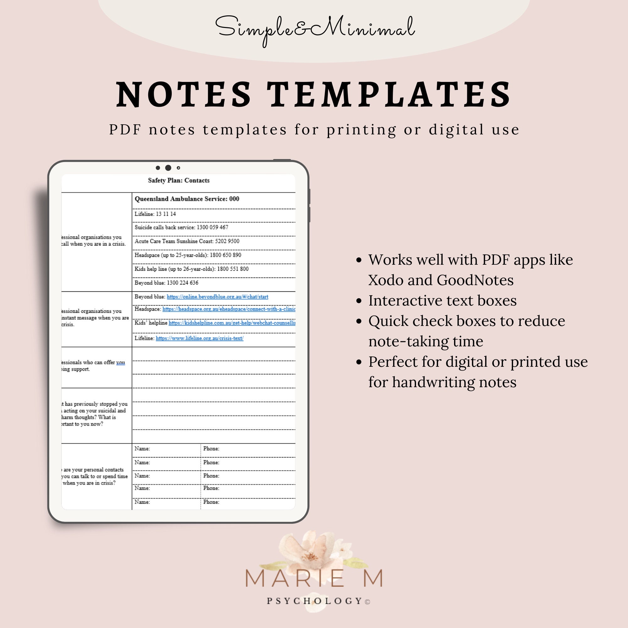 Risk Assessment and Safety Plan Template Bundle for Psychologists and ...